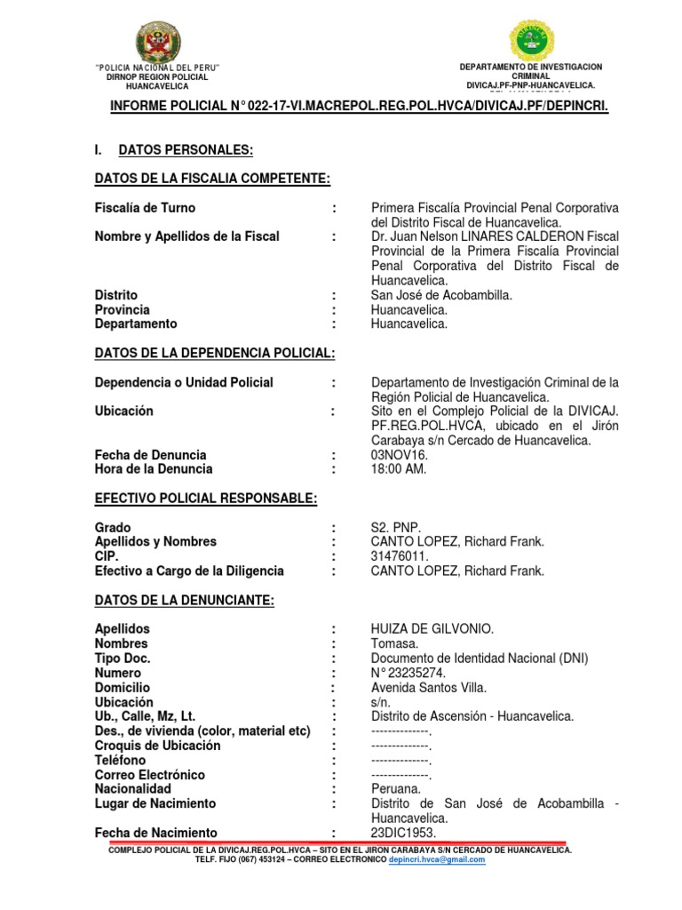 Informe Policial 2017 | PDF | Jurisprudencia médica | Policía