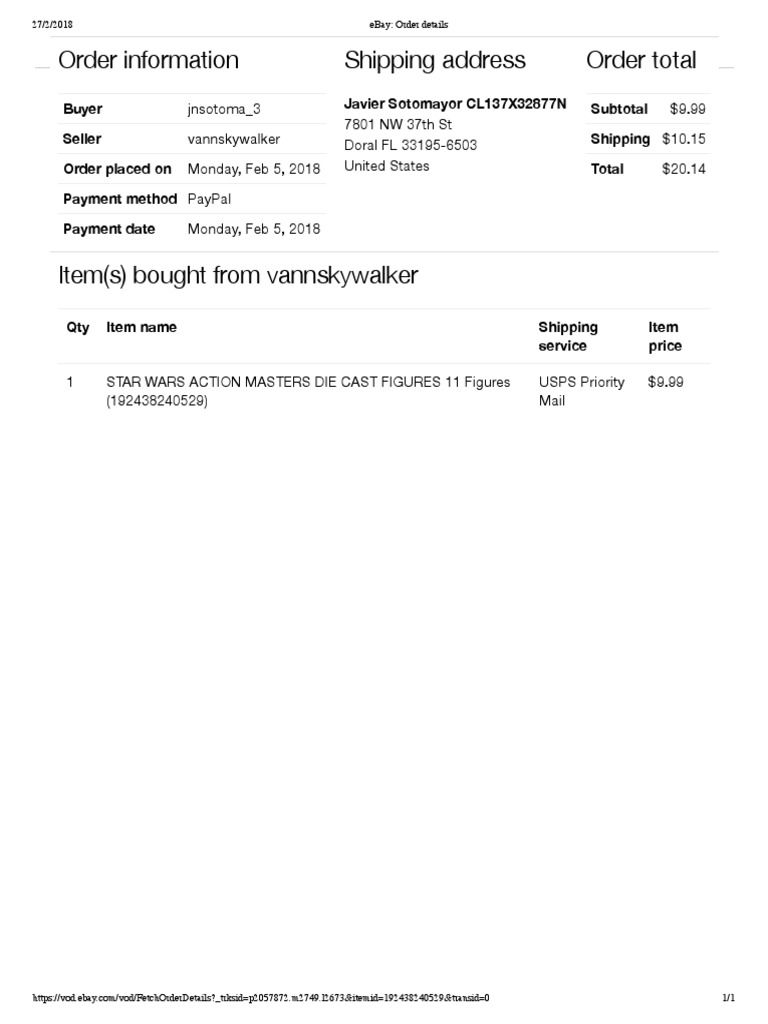 PRO1279173053 Ebay - Order Details PDF | PDF