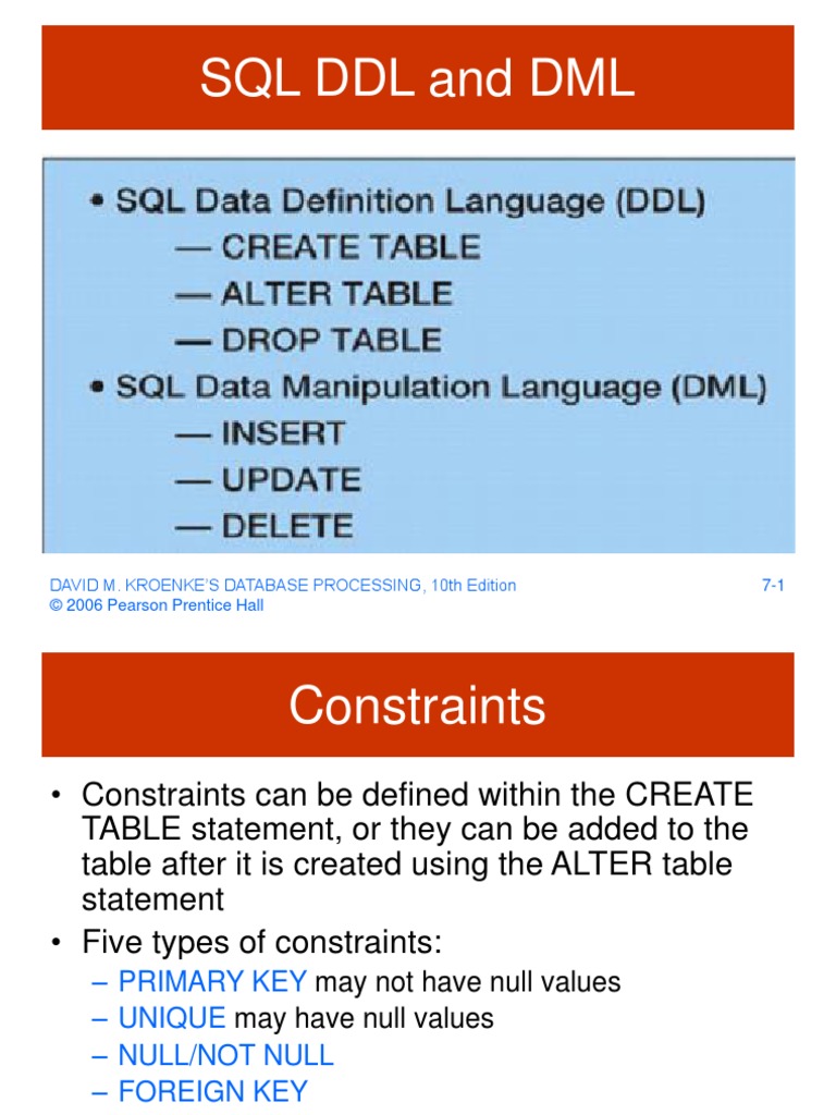 Chapter7 - SQL (DDL and DML) | PDF | Information Retrieval ...