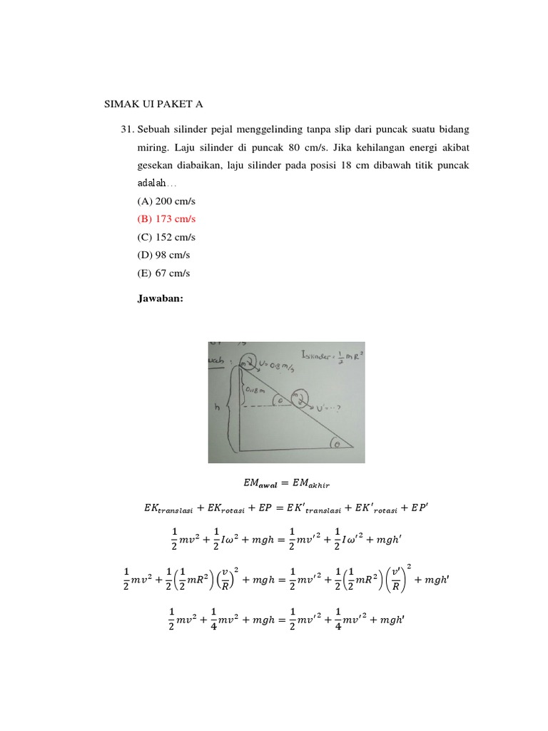Soal dan Pembahasan SIMAK UI Fisika | PDF