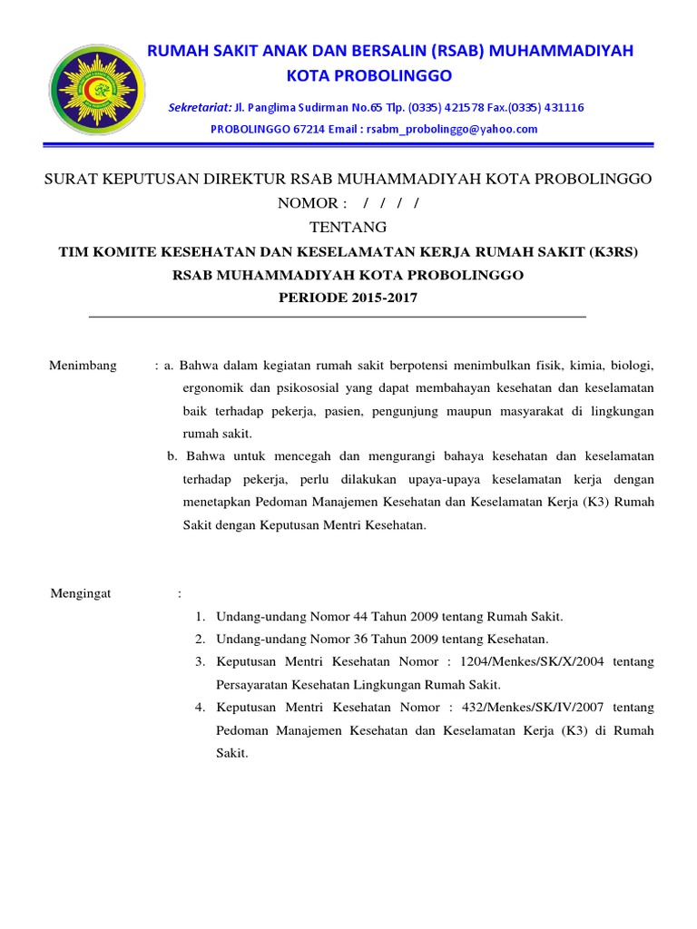 Kebijakan Komite K3RS | PDF