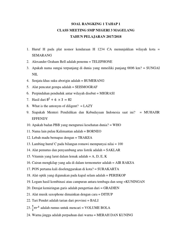 Soal Ranking 1 Tahap 1 | PDF