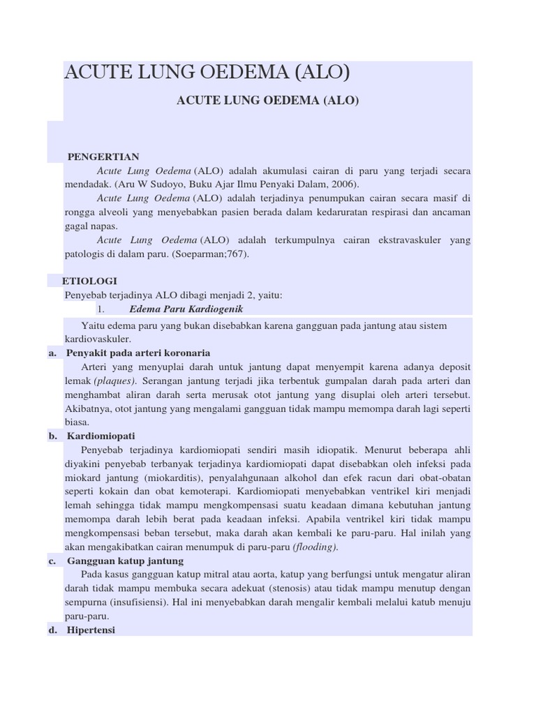 Acute Lung Oedema | PDF