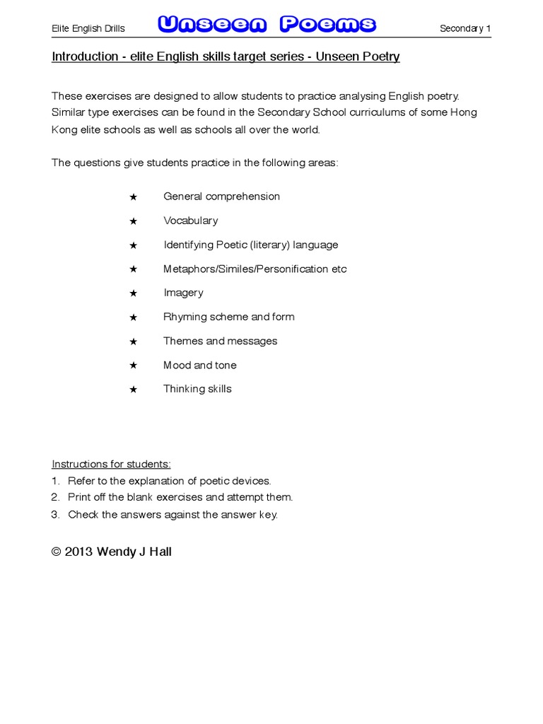 Unseen Poetry e Book Sample Printable | PDF | Poetry | Copyright