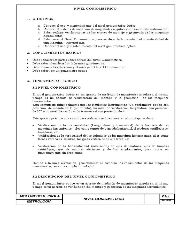 3 Nivel Goniometrico | PDF | Herramientas | Medición