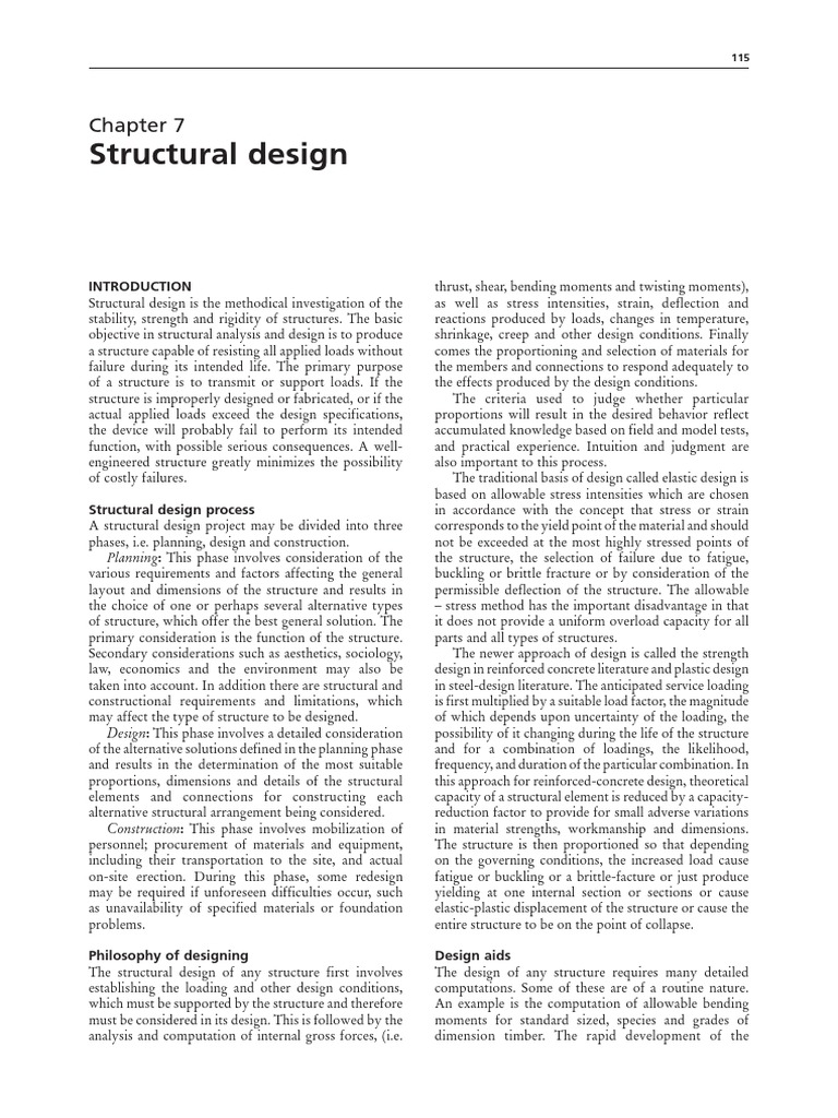 Structural Design: Planning: This Phase Involves Consideration of The ...
