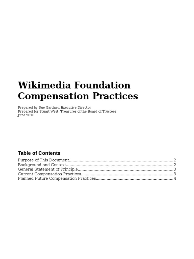 Wikimedia Foundation Compensation Overview | PDF | Employee Benefits ...