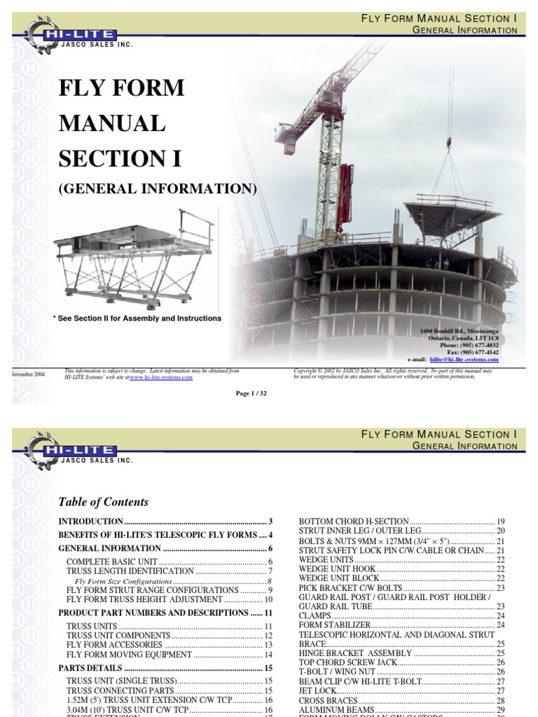 Jasco Fly Form Manual 1 | PDF | Truss | Crane (Machine)
