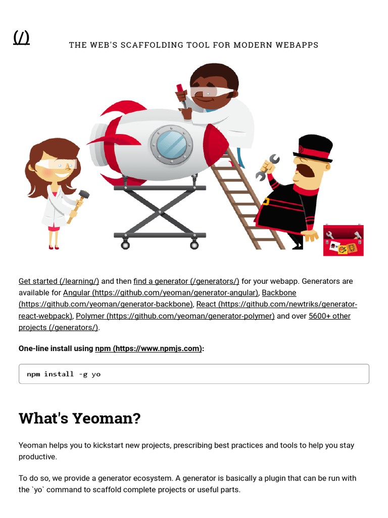 The Web's Scaffolding Tool For Modern Webapps - Yeoman | PDF | Web Application | Software ...