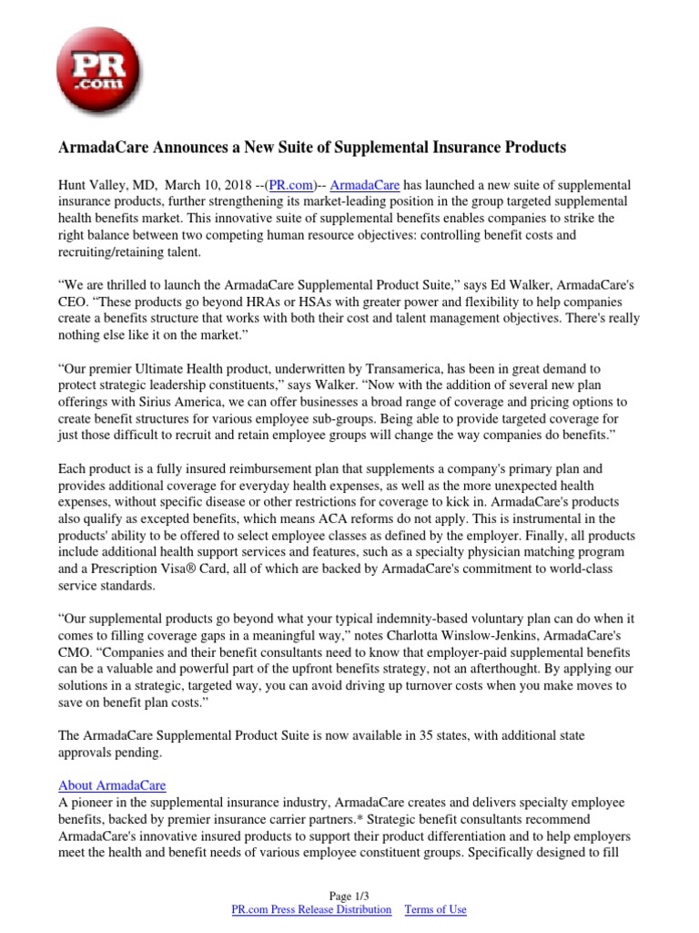 ArmadaCare Announces A New Suite of Supplemental Insurance Products ...
