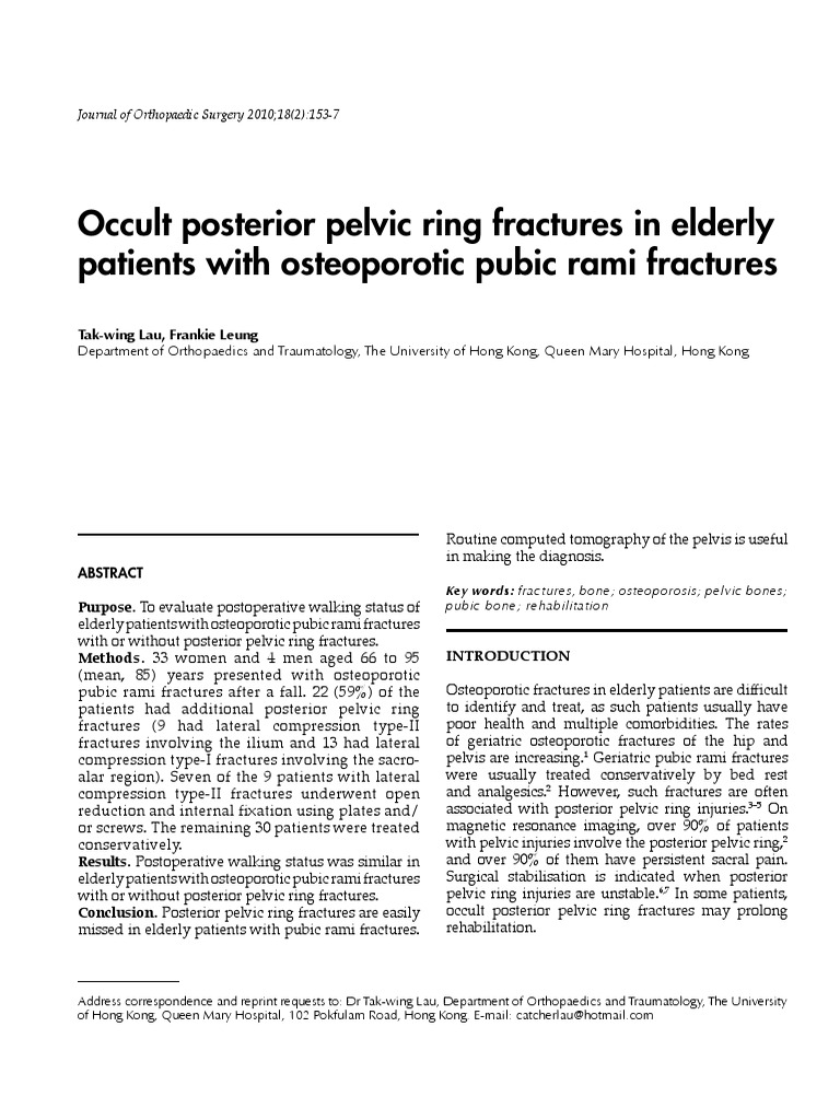 Occult Posterior Pelvic Ring Fracture | PDF | Pelvis | Osteoporosis