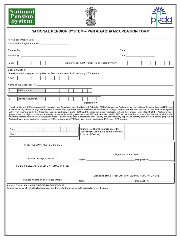 PAN & Aadhaar Updation Form | PDF | Government And Personhood | Privacy