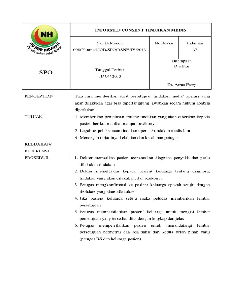 Spo Informed Consent Tindakan Medis | PDF