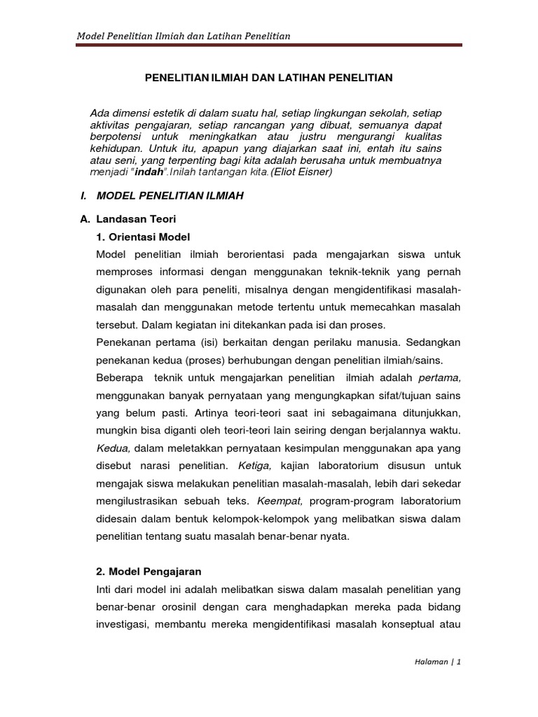 Bab 8 Model Penelitian Ilmiah | PDF
