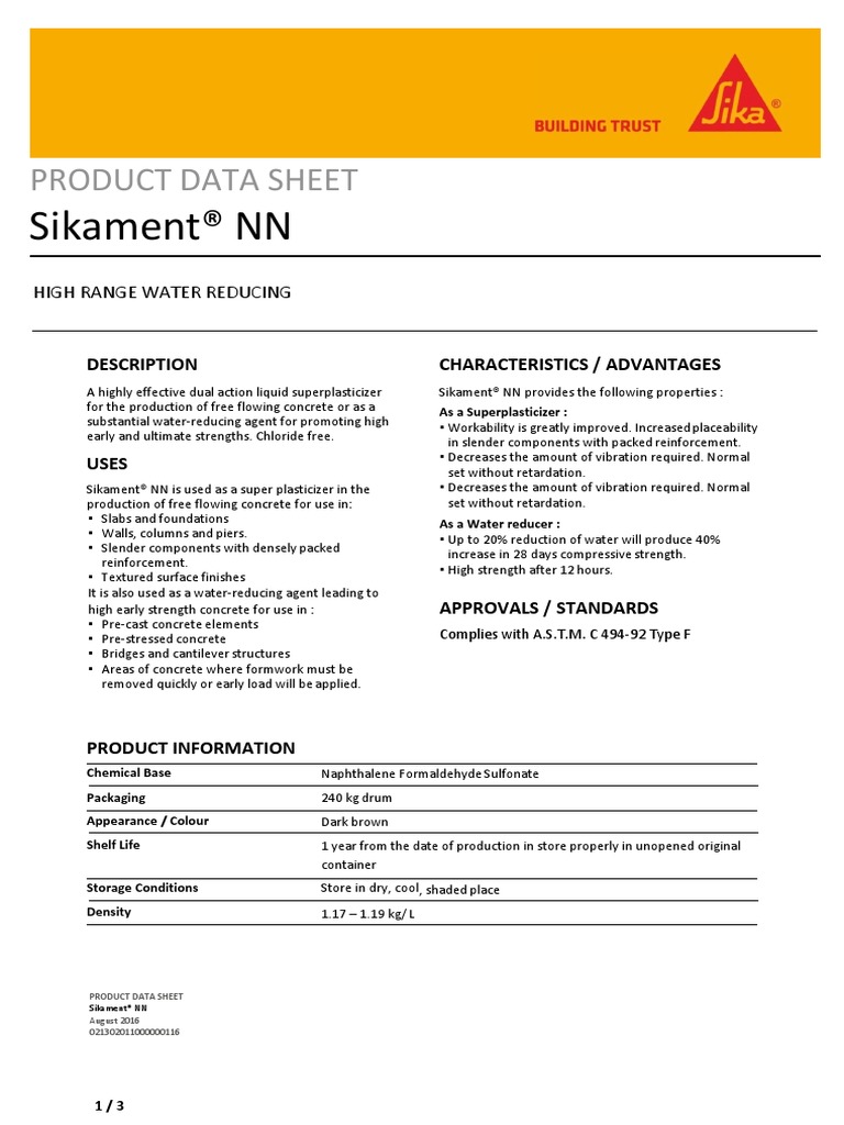 Sikament NN Pds en | PDF | Concrete | Building Materials