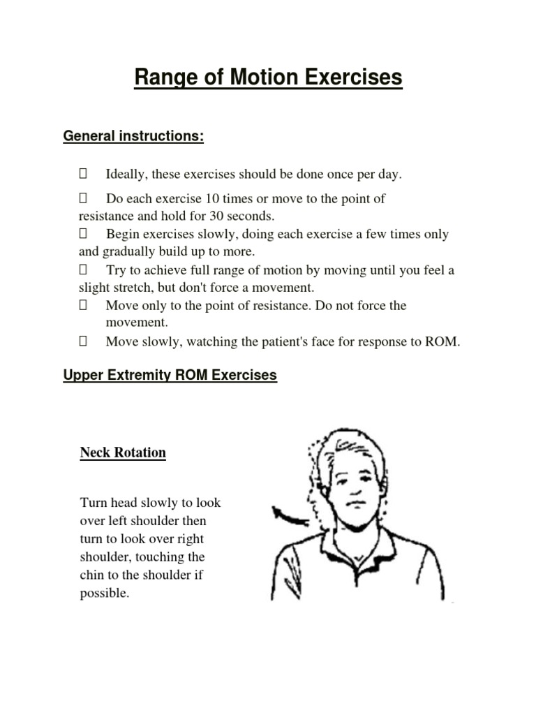 Range of Motion Exercises: General Instructions | PDF