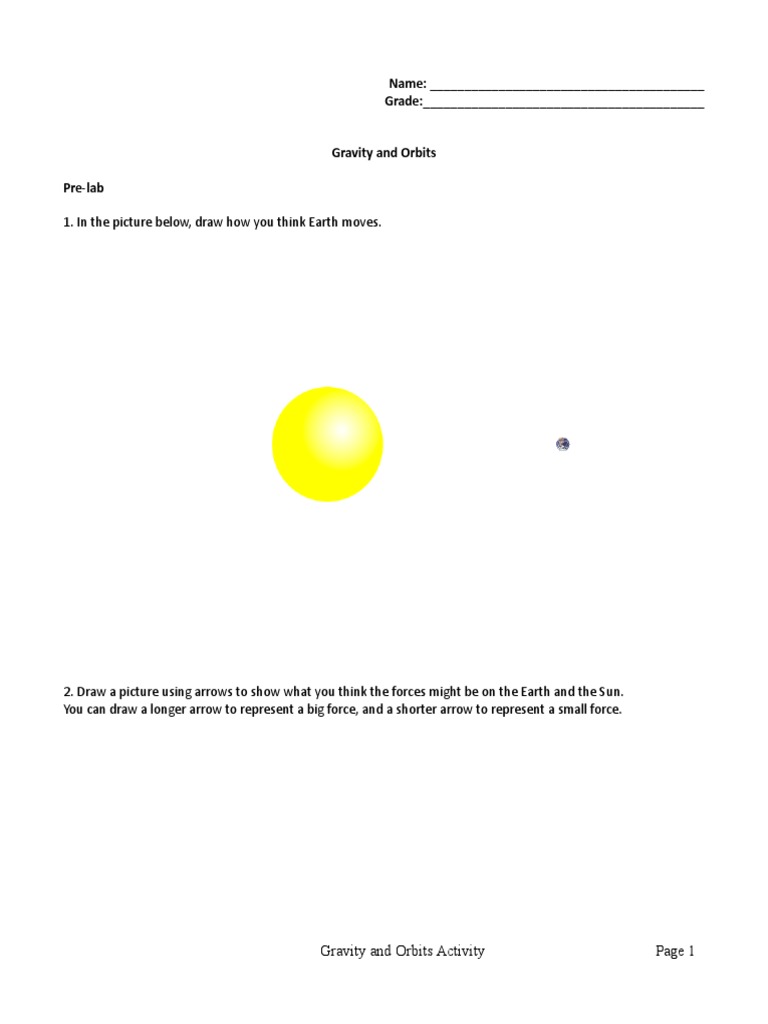 Orbits And Gravity Activity