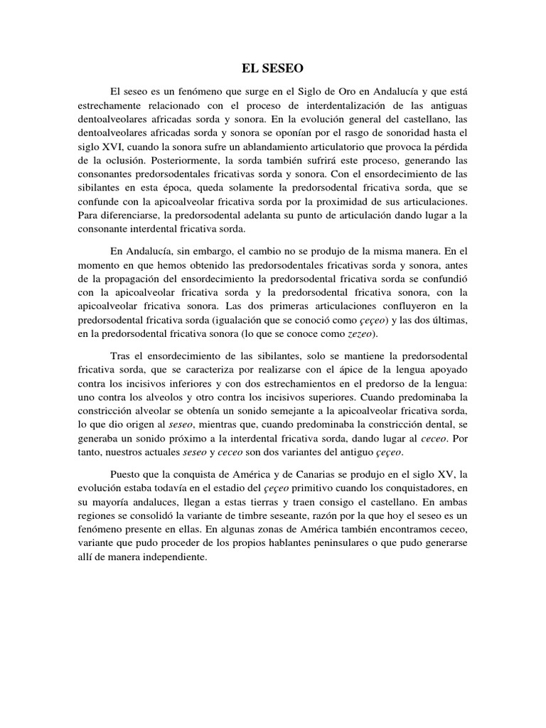 El Seseo | PDF | Fonología | Lingüística
