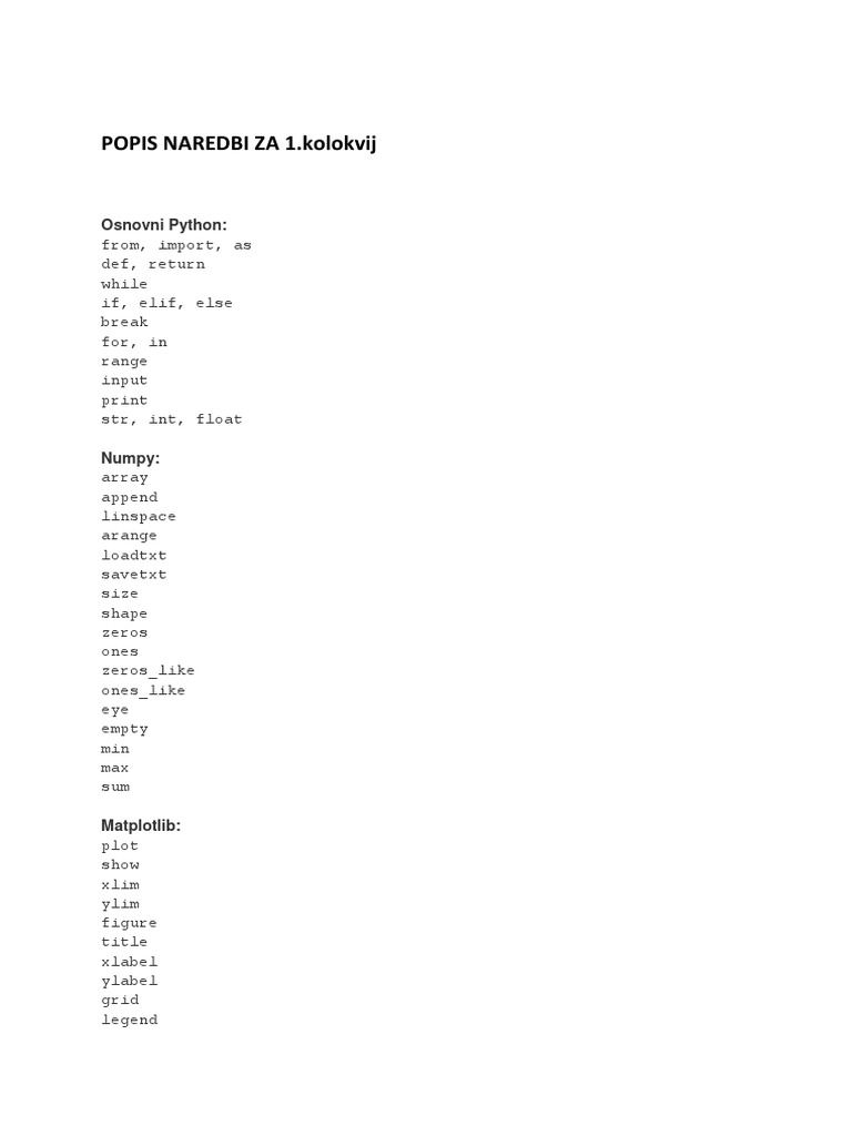 Python, Numpy, Matplotlib Basics | PDF