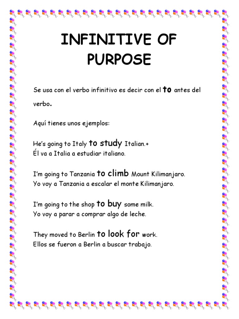 Infinitive and Gerund of Purpose | PDF