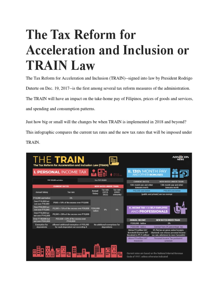 The Tax Reform For Acceleration and Inclusion or Train Law | PDF