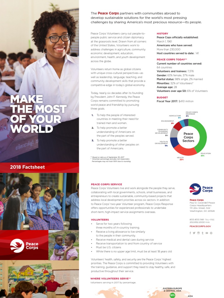 Peace Corps Fact Sheet 2018 | PDF | Peace Corps | Volunteering