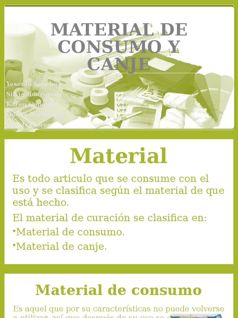Material de Consumo y Canje | PDF | Lavado de manos | Esterilización ...