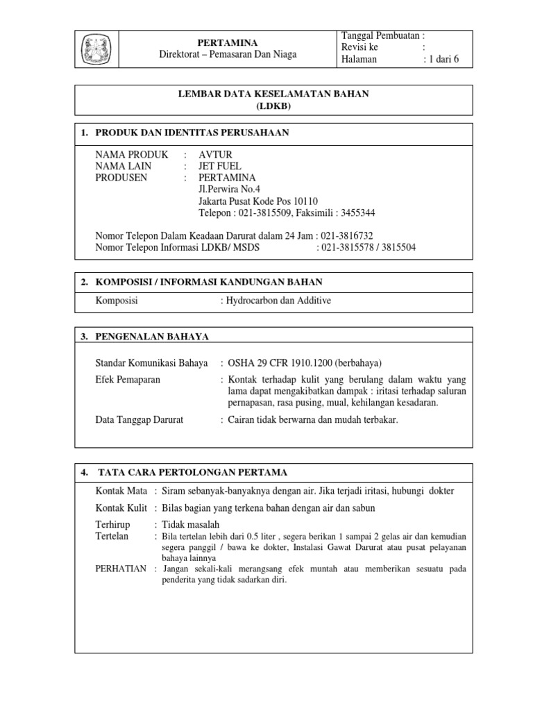 MSDS Avtur Indonesia Ver (1) . | PDF