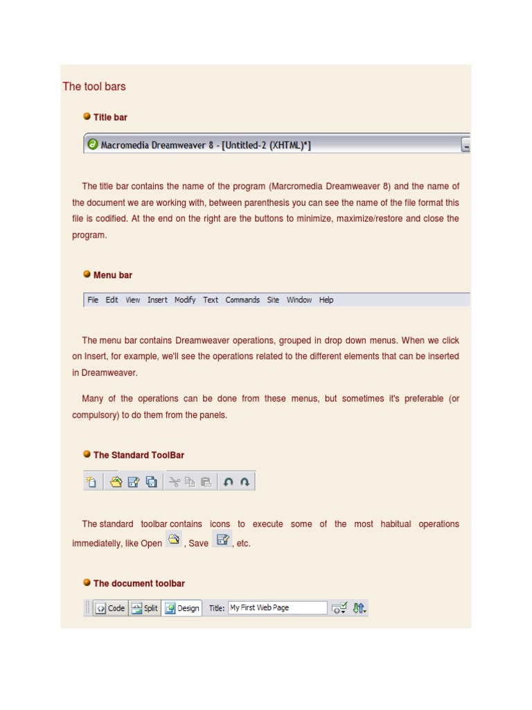 The Tool Bars: Title Bar | PDF | Html Element | Human–Computer Interaction