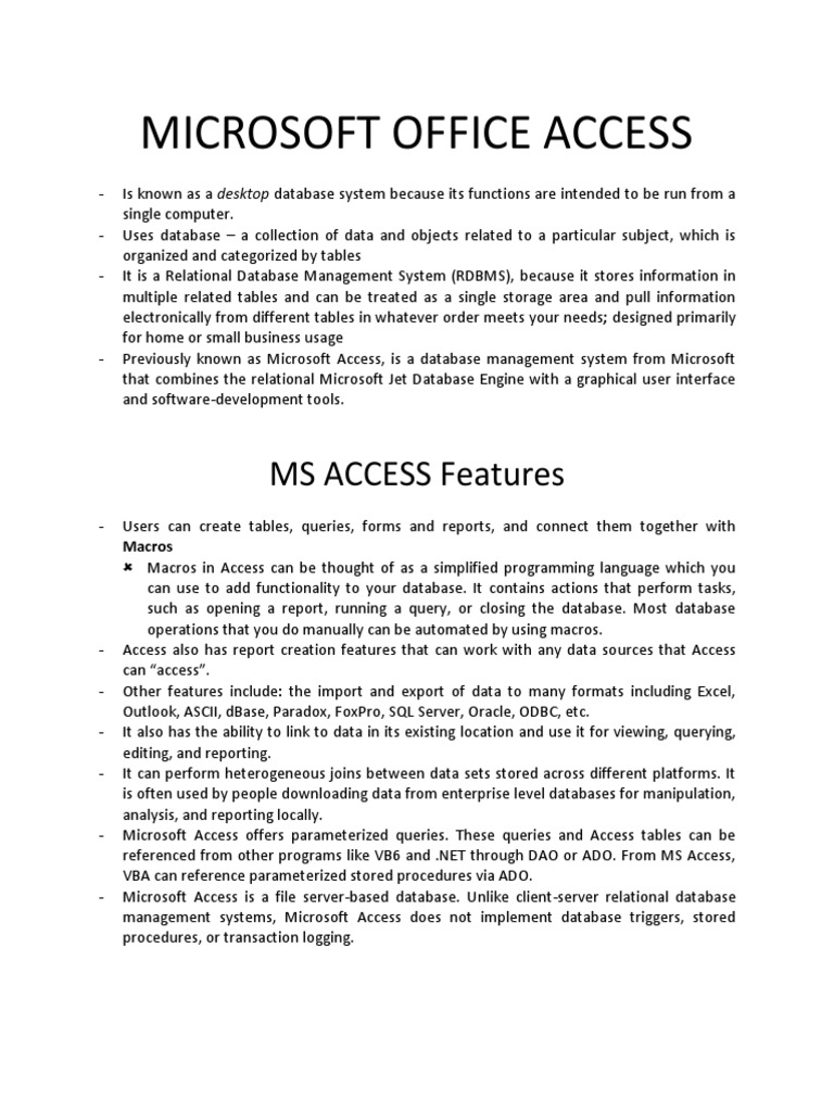 MS Acess | PDF | Microsoft Access | Computer Programming