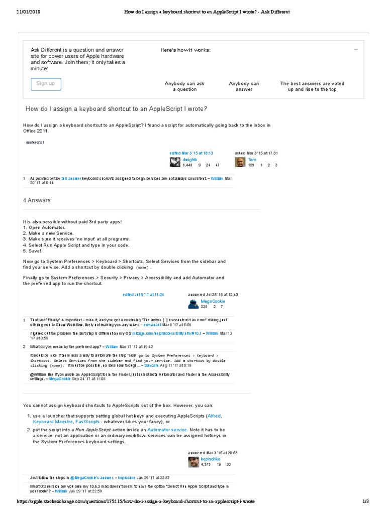 How To Assign A Keyboard Shortcut To An AppleScript I Wrote | PDF | Keyboard Shortcut | Computer ...