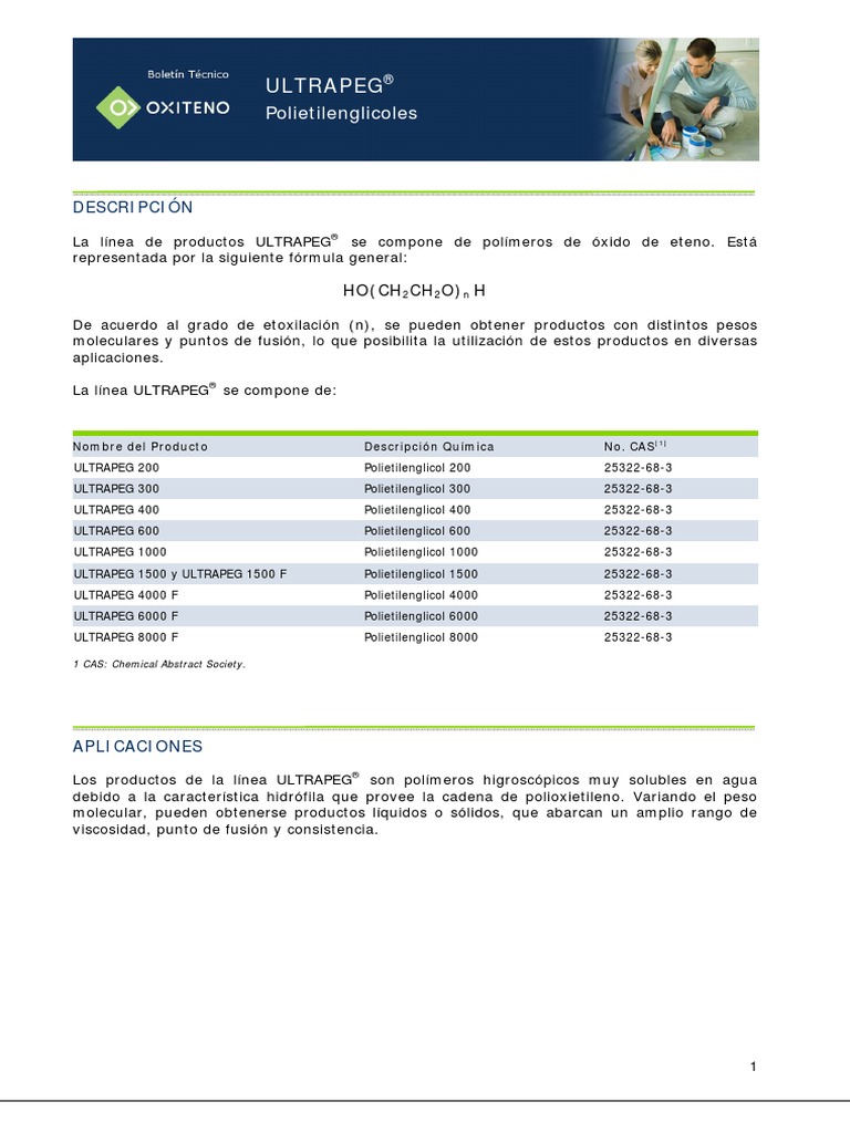 Ultrapeg - pdf2016-06-14 15 01 15 SyP Hoja Esp | PDF | Polietilenglicol | Polímeros