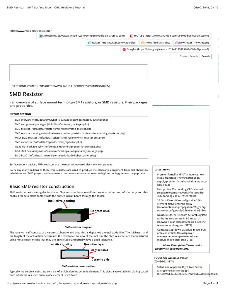 SMD Resistor - SMT Surface Mount Chip Resistor - Tutorial PDF | PDF ...
