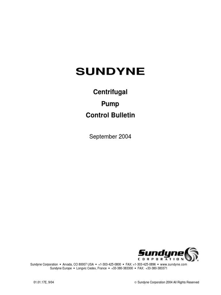 Pump Control Bulletin Sundyne Sunflo | PDF | Pump | Valve