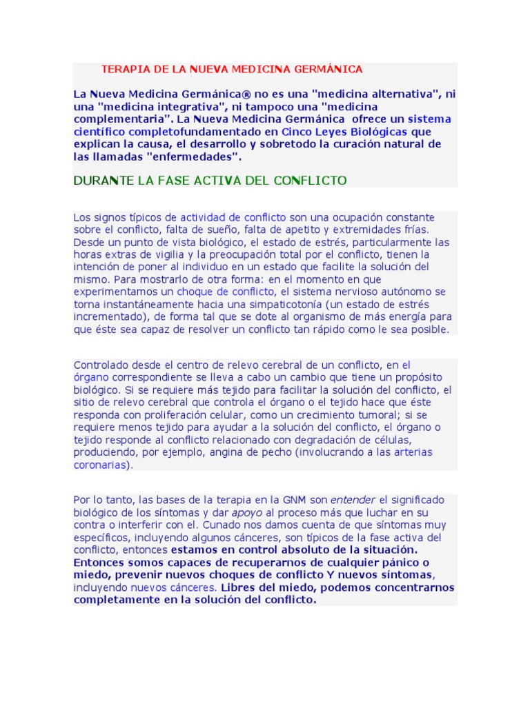Terapia Nueva Medicina Germanica | PDF | Cáncer | Conflicto (proceso)