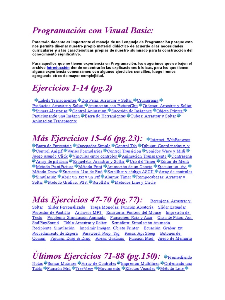 VB Ejercicios 1-88 | PDF | Básico | Contraseña