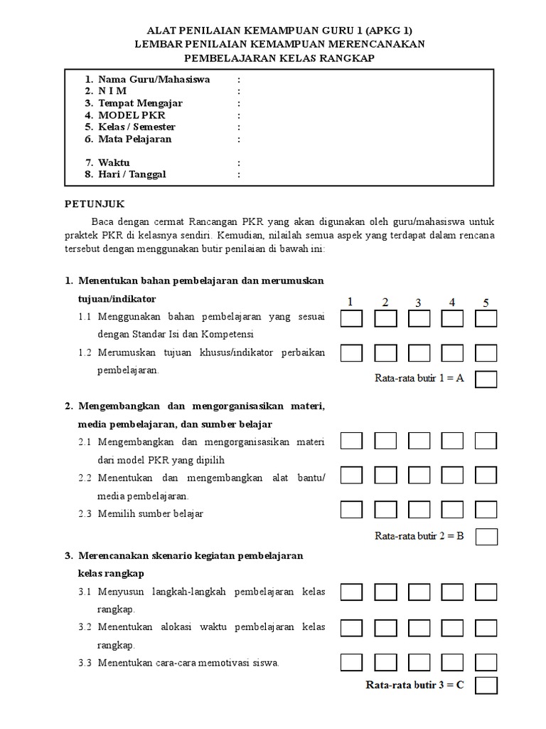 APKG 1,2, Lembar Simulasi-PKR | PDF