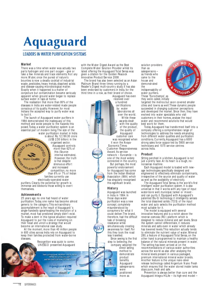 Aquaguard: India's Water Purification Leader | PDF