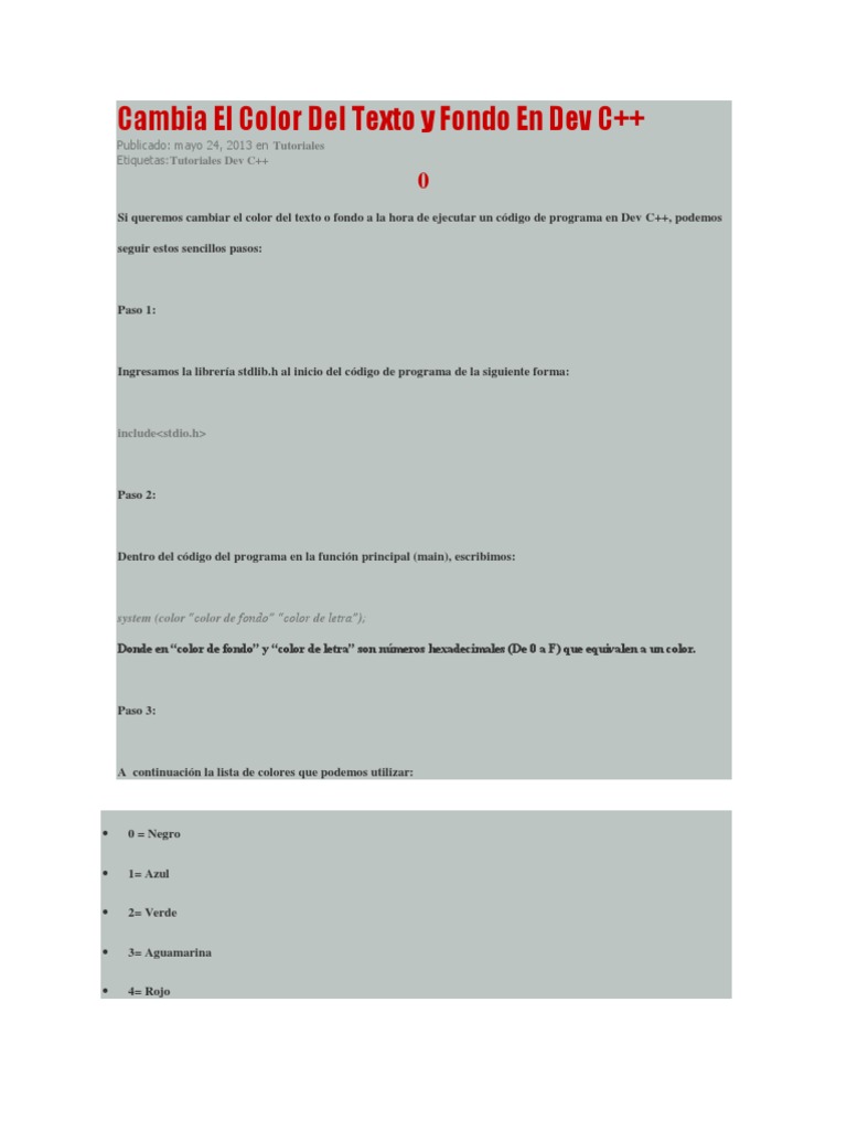 Cambia El Color Del Texto y Fondo en Dev | PDF | Informática