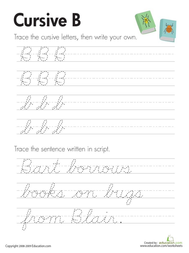 Cursive B Tracing Worksheet | PDF
