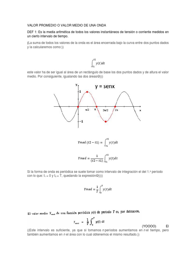 Valor Medio Onda Senoidal | Onda sinusoidal | Integral