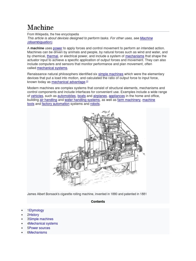 Machine: This Article Is About Devices Designed To Perform Tasks. For ...