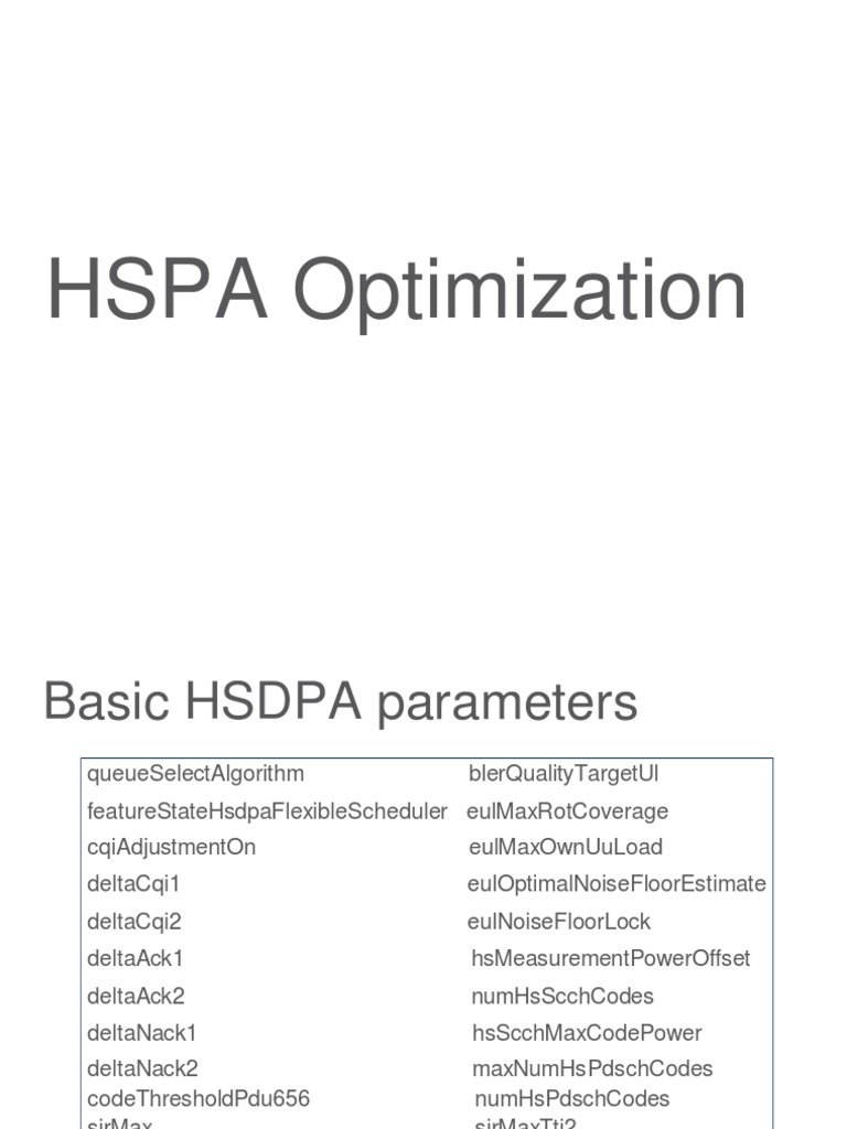 HSPA Optimizing | PDF | High Speed Packet Access | Electronics