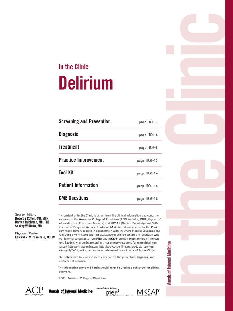 Delirium: in The Clinic | PDF | Medical Diagnosis | Cognition