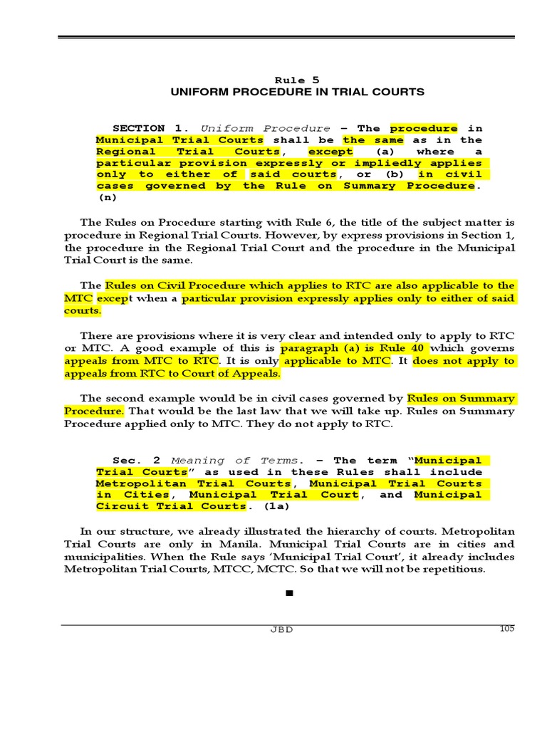 Rule 5 - Uniform Procedure in Trial Courts | PDF