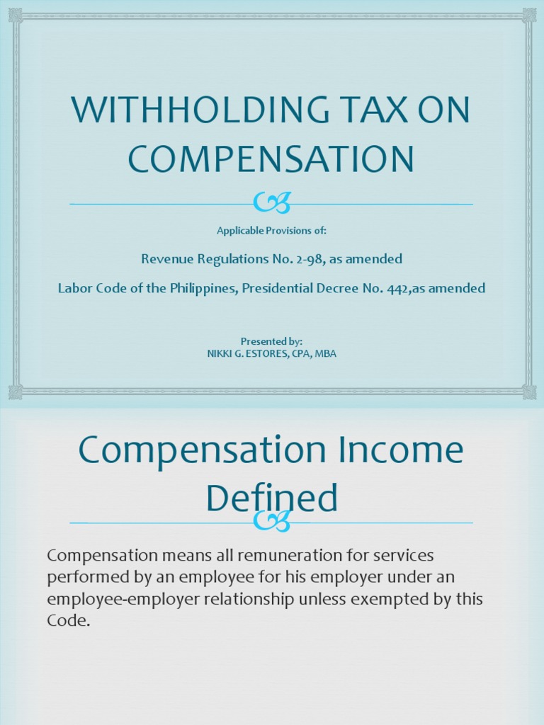 Withholding Tax On Compensation | PDF | Payroll | Overtime