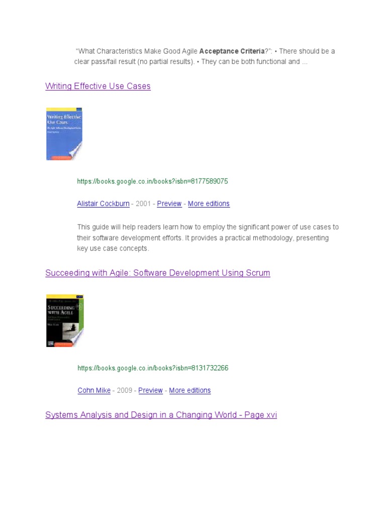 Writing Effective Use Cases: Alistair Cockburn Preview More Editions | PDF