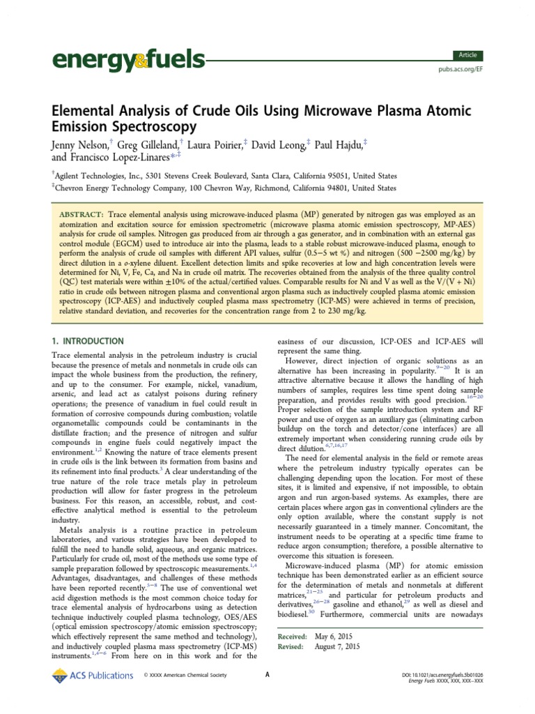 Elemental Analysis of Crude Oils | PDF | Detection Limit | Spectroscopy