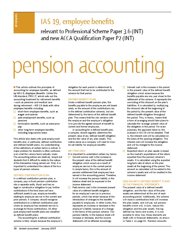 Employee Benefits IAS 19 | PDF | Defined Benefit Pension Plan | Pension