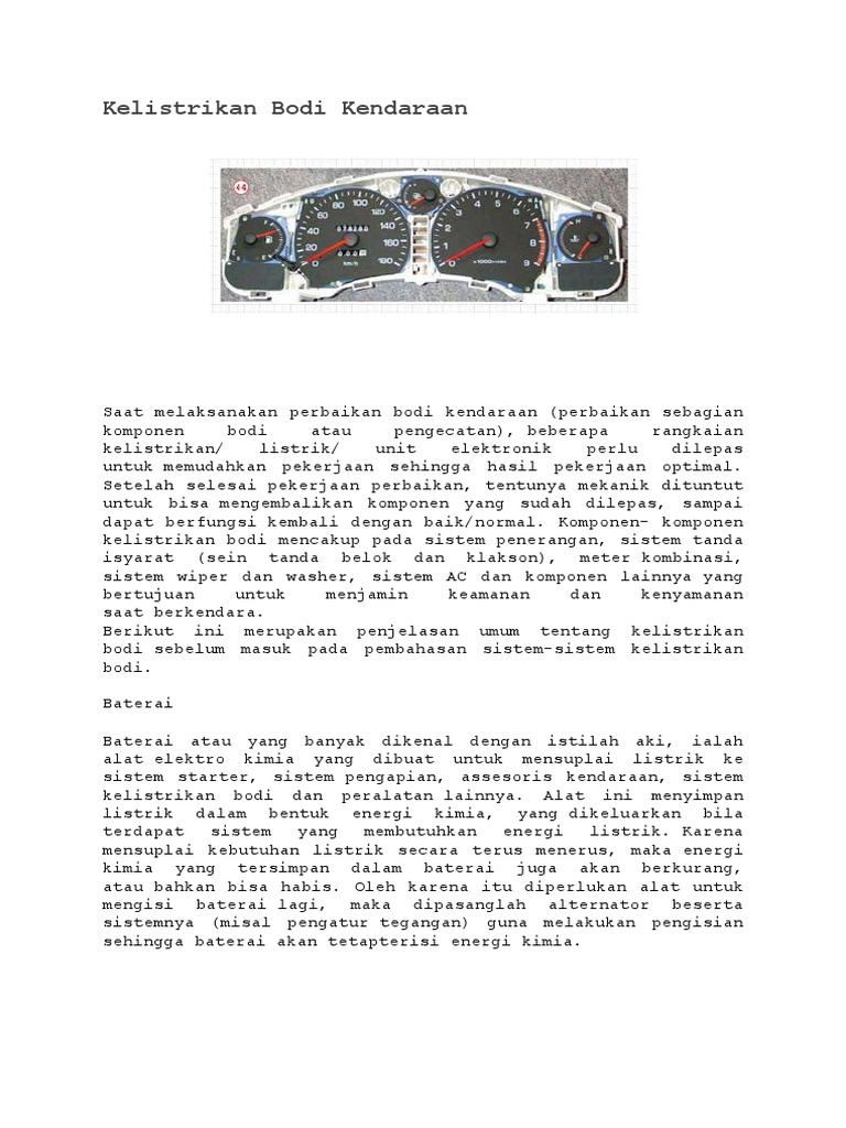 Kelistrikan Bodi Kendaraan | PDF
